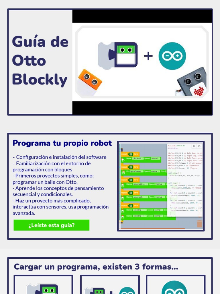 Guía Completa de Otto Blockly para Programar Robots | PDF | Arduino | Entorno de desarrollo ...