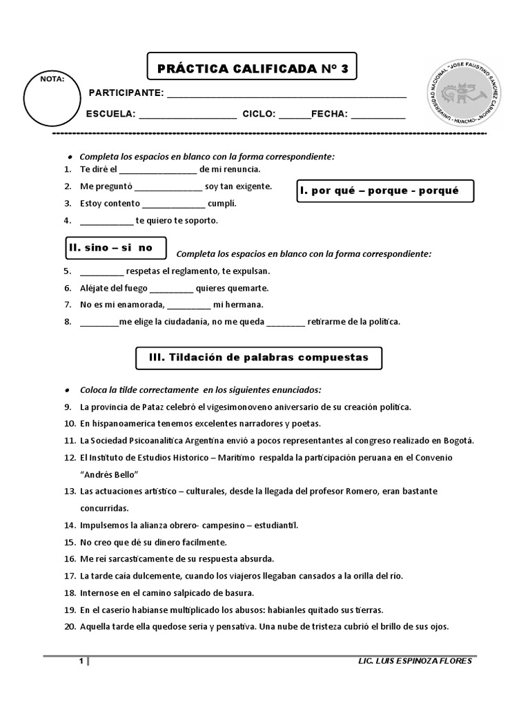Práctica de Palabras Compuestas | PDF | Estudios de idiomas extranjeros