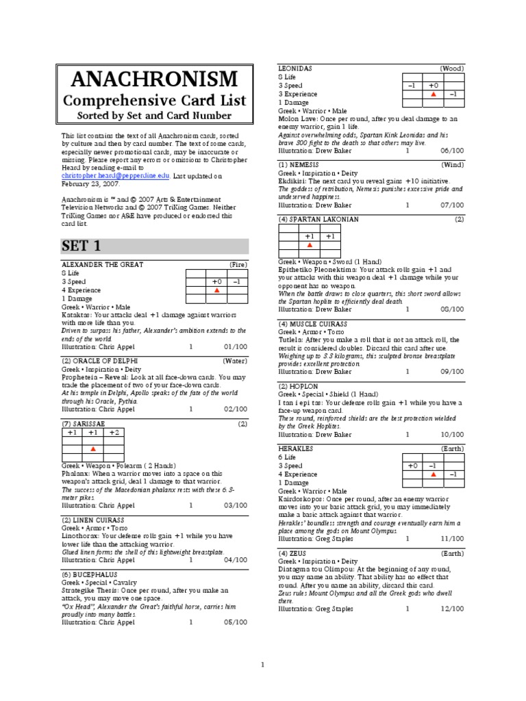 Anachronism Anachronism Comprehensive Card 193365 | PDF | Shield | The ...