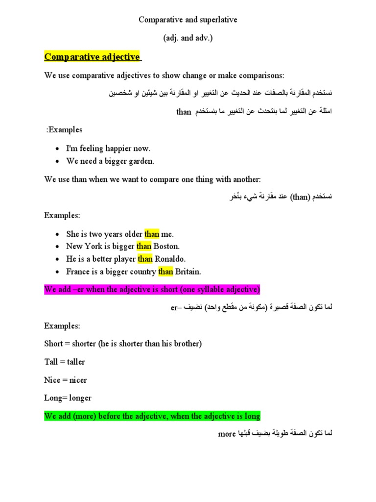 Comparative and Superlative Guide | PDF | Adjective | Linguistics