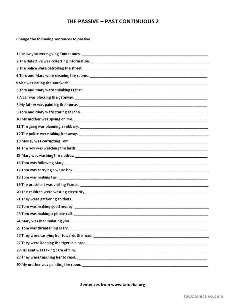 The Passive - Past Continuous 2 (Transformations) | PDF