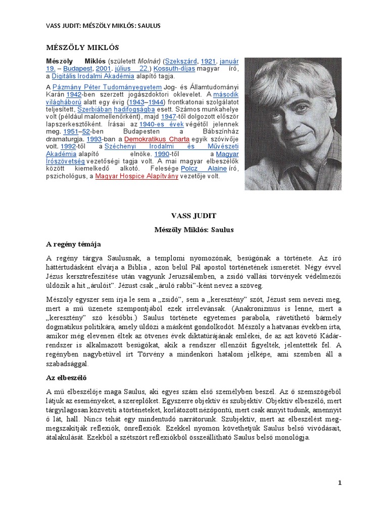 Meszoly Saulus | PDF