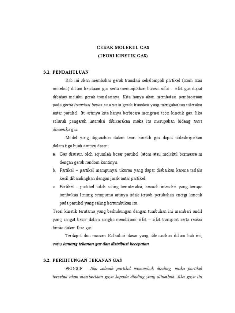 BAB III GERAK MOLEKUL GAS | PDF