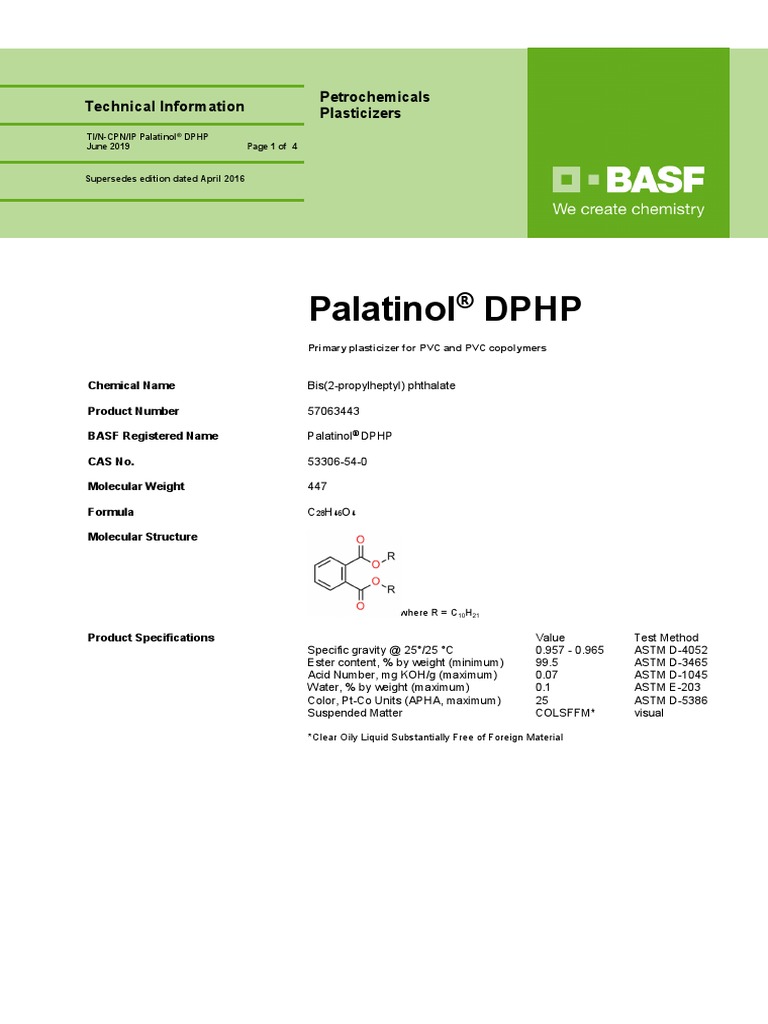 Palatinol DPHP TDS | PDF | Water | Materials