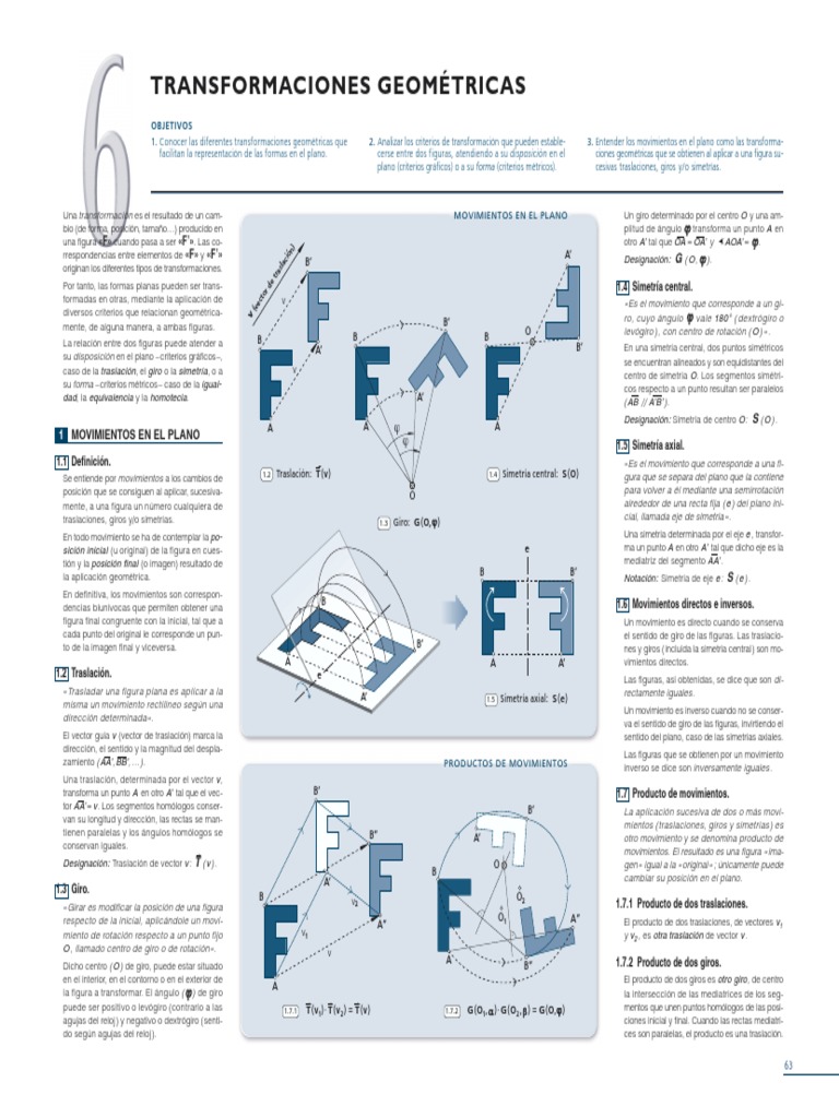Tema 6 - Transformaciones Geometricas | PDF | Triángulo | Geometría Elemental