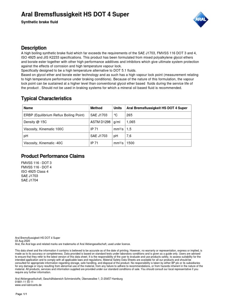 High-Performance Brake Fluid | PDF