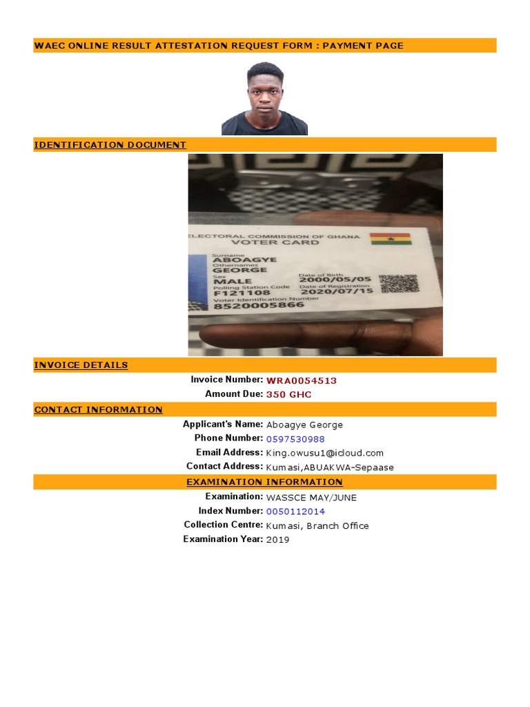 Waec Attestation of Result - Online Request Form | PDF