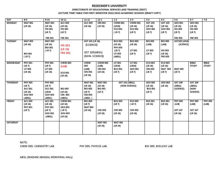 Foundation Lecture Time Table 2022-2023 | PDF