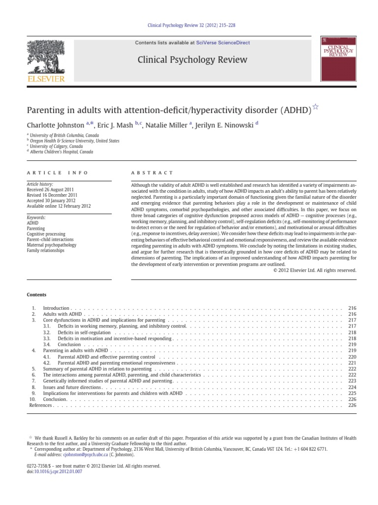 Parenting in Adults With Attention-Deficit:hyperactivity Disorder (ADHD ...