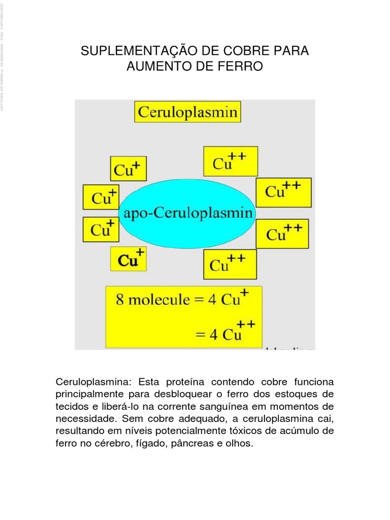 Suplementação de Cobre e Ceruloplasmina | PDF