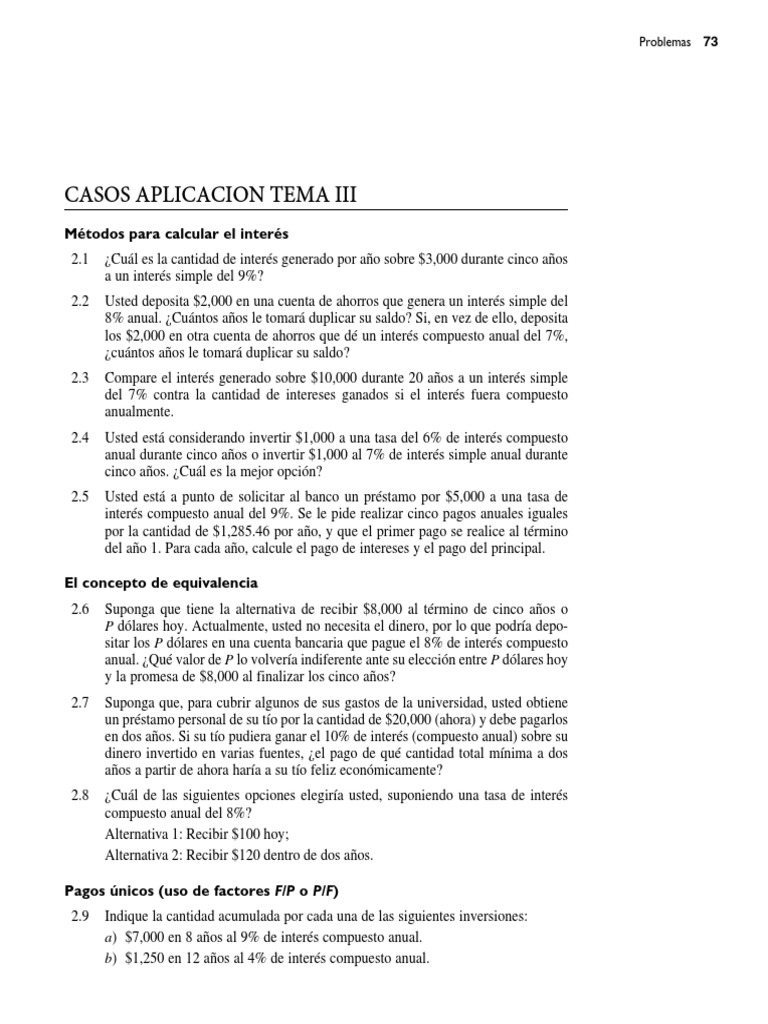 Casos de Aplicacion Tema III Eco-585 | PDF | Interés compuesto | Bancos