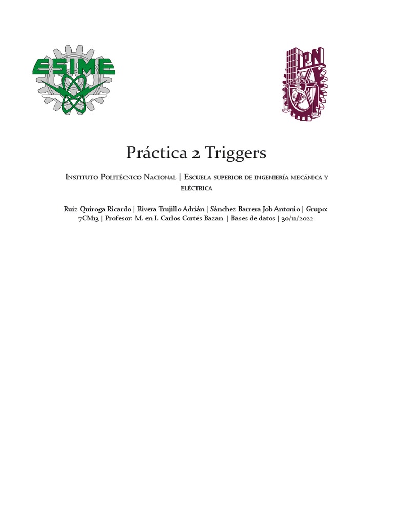 Práctica 2 - Triggers | PDF | Bases de datos | SQL