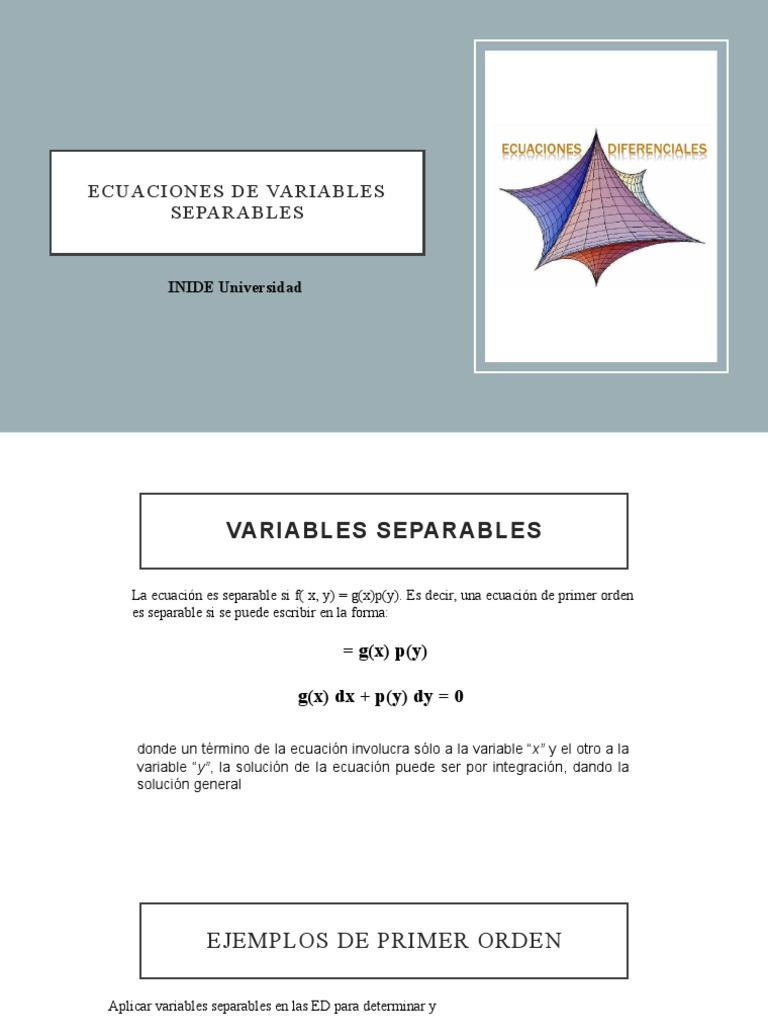 Ecuaciones de Variables Separables | PDF