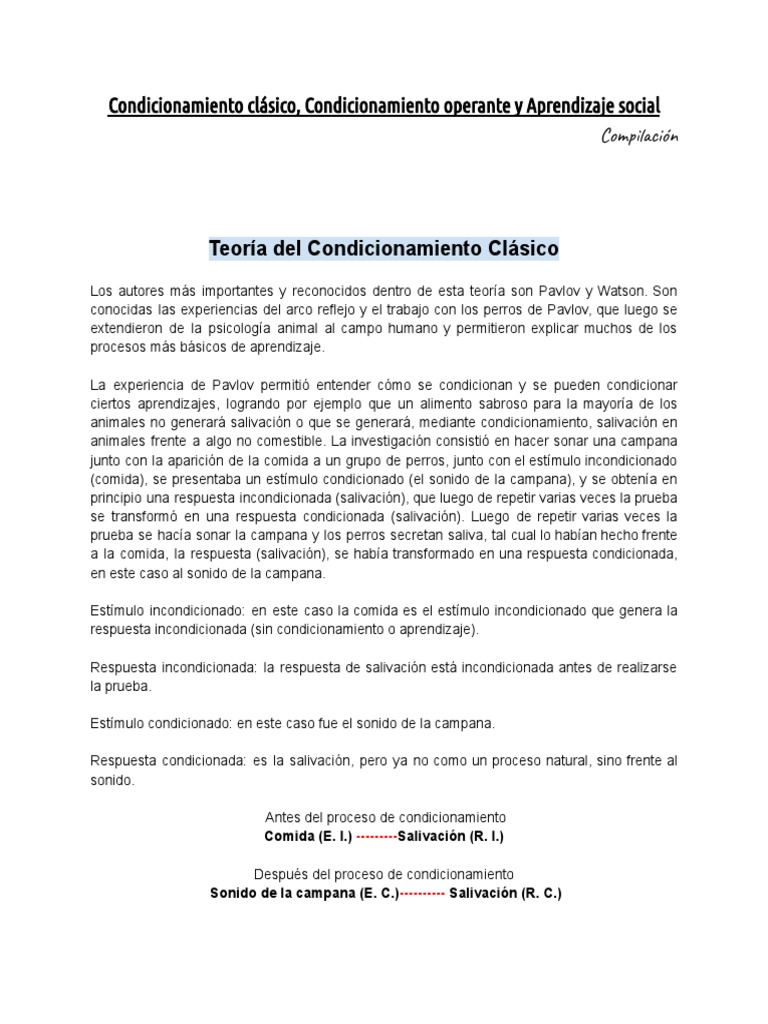 Condicionamiento Clasico y Operante | PDF | Aprendizaje | Comportamiento