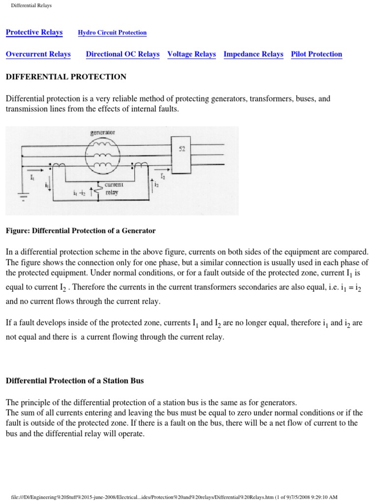 Differential Relays | PDF | Transformer | Relay