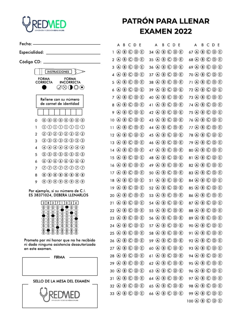 02 - Examen Conv 2022 Patron para Llenar | PDF