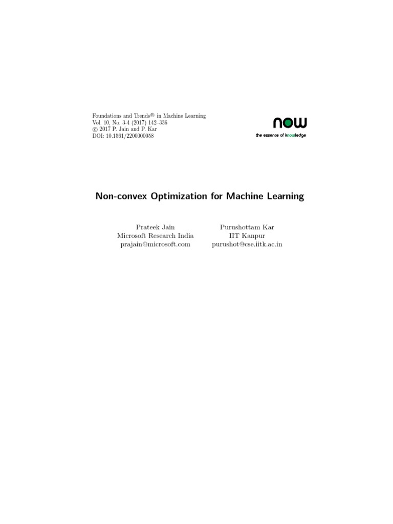 Non Convex Optimization For Machine Learning Pdf Mathematical Optimization Machine Learning
