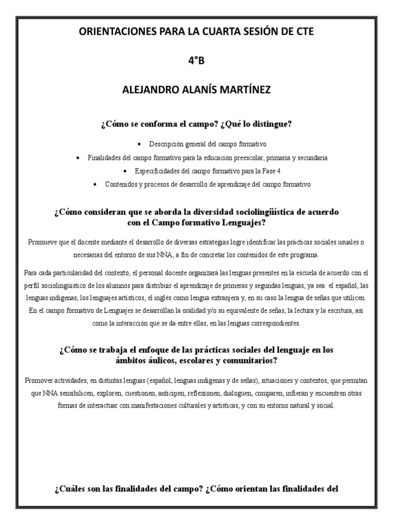 Preguntas Cuarta Sesion Cte | PDF | Comunicación | Pensamiento