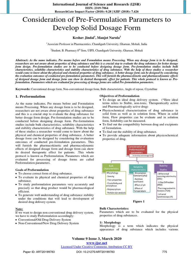 Consideration of Pre Formulation Paramet | PDF | Solubility | X Ray ...