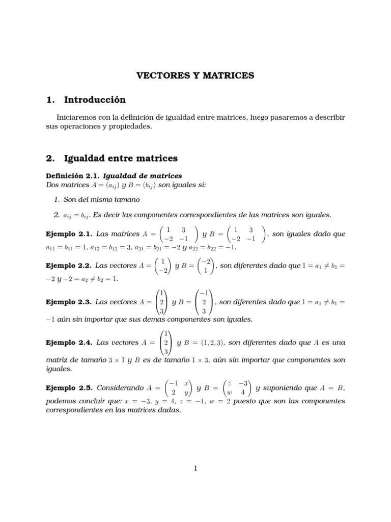 Operaciones Con Matrices | PDF | Matriz (Matemáticas) | Vector Euclidiano