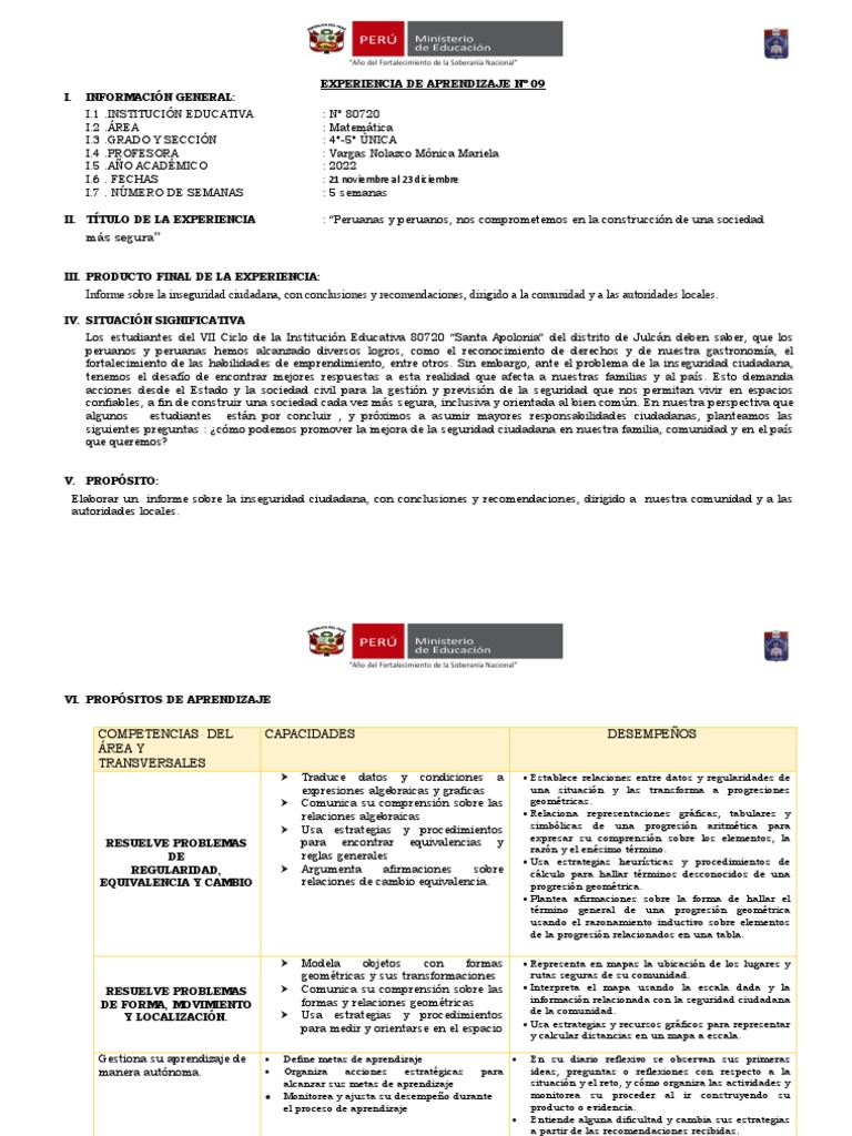 Experiencia de Aprendizaje #09-4°-5° (Mat.) | PDF | Geometría | Aprendizaje