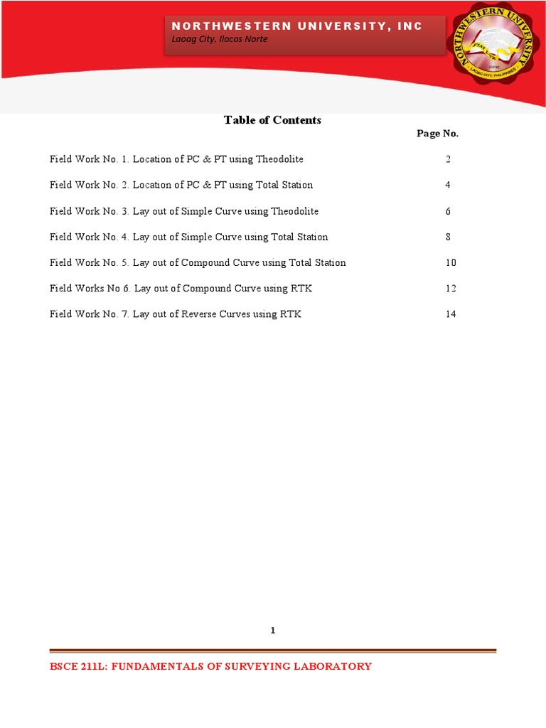 Engineering Surveys Laboratory Manual | PDF | Surveying | Data