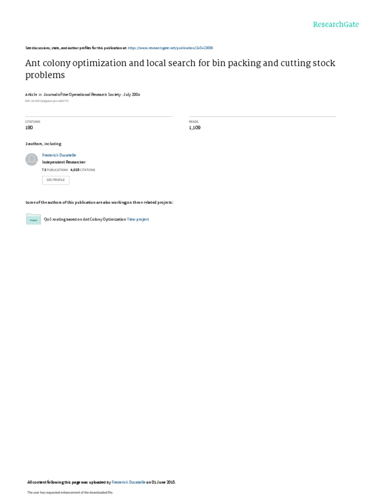 Ant Colony Optimization and Local Search For Bin P | PDF ... Ant Colony Optimization and Local Search For Bin P | PDF ...