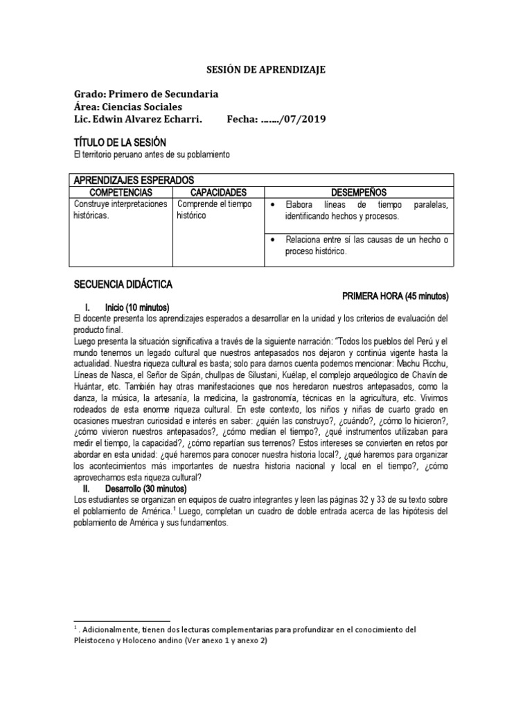 Hge1-U4-Sesion 01 | PDF | Cuaternario | Perú