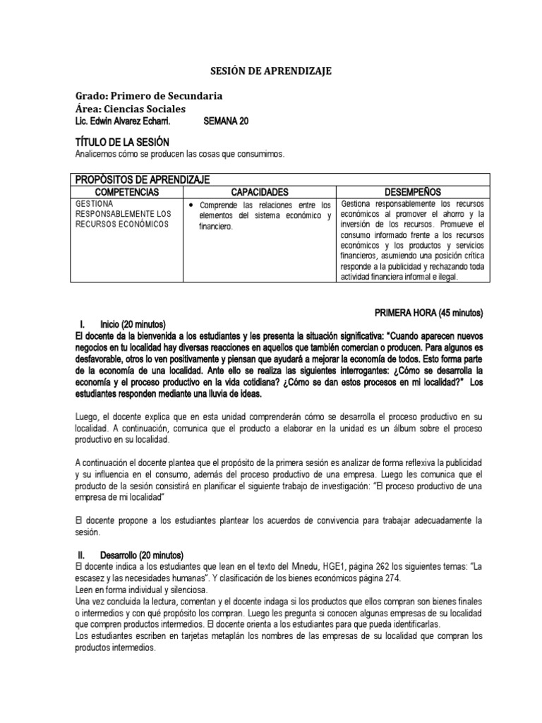 Hge1-U6-Sesion 01 | PDF | Capital (economía) | Factores de producción
