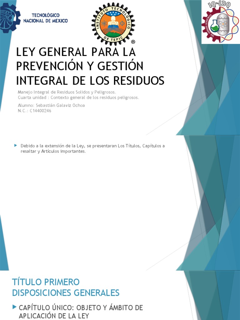 Ley General para La Prevención y Gestión Integral de Los Residuos-Galaviz Ochoa Sebastian | PDF ...