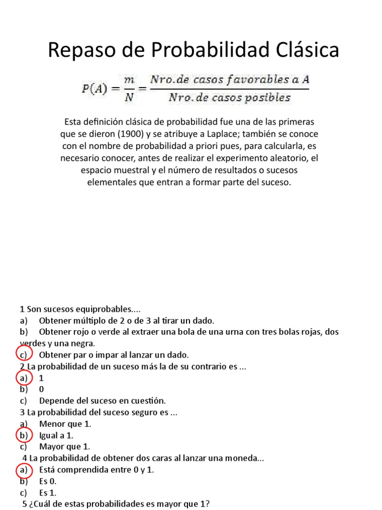 Repaso de Probabilidad Clásica | PDF | Probabilidad | Números
