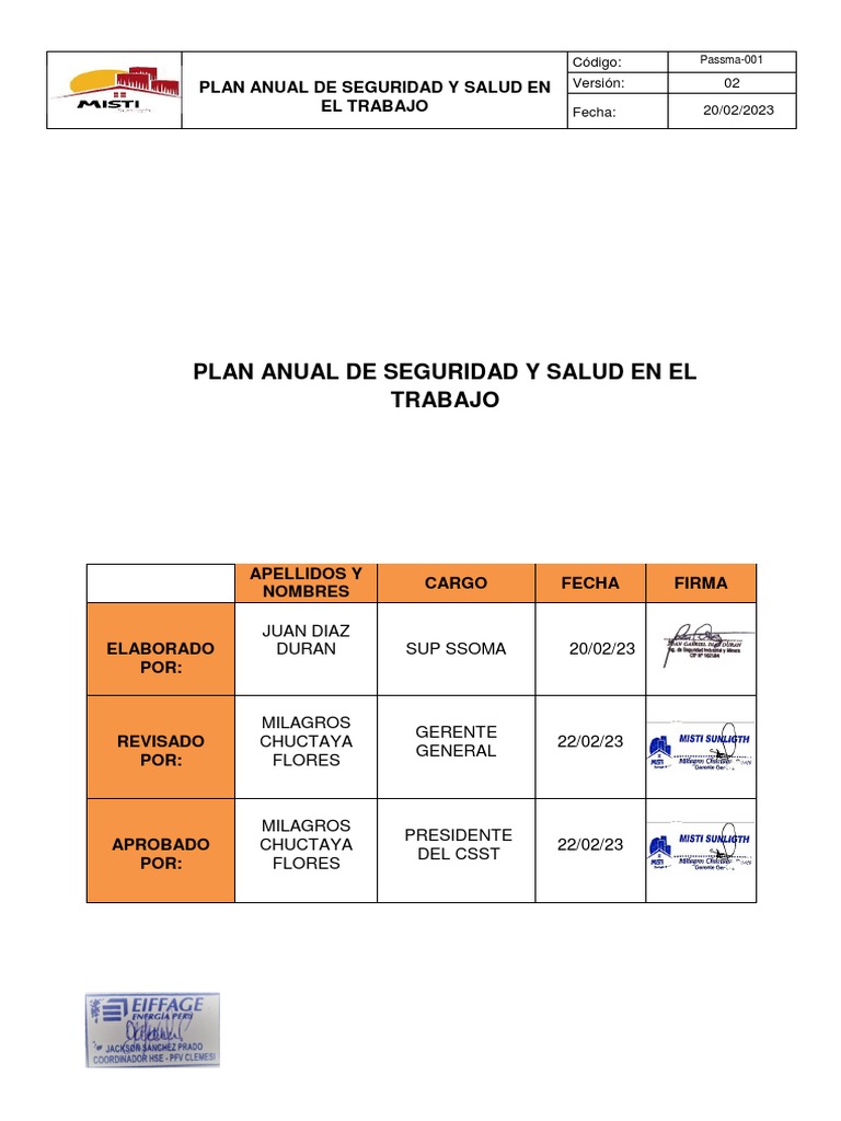 ANEXO 1. PLAN ANUAL HSEQ - ACTULIZACIÓN | PDF | Evaluación de riesgos ...