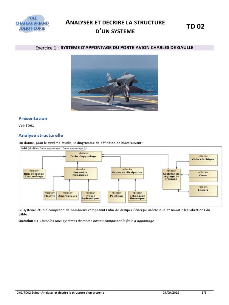 CI01 TD02 Sujet - Analyser Et Décrire La Structure D - Un Système | PDF ...