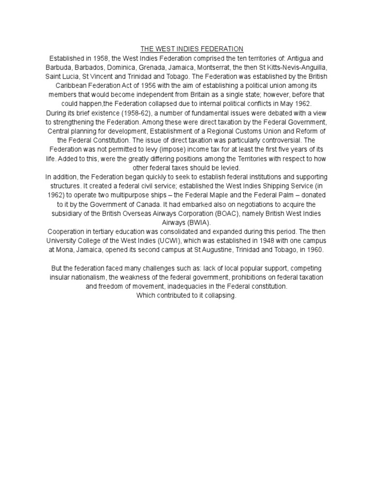 The West Indies Federation | PDF
