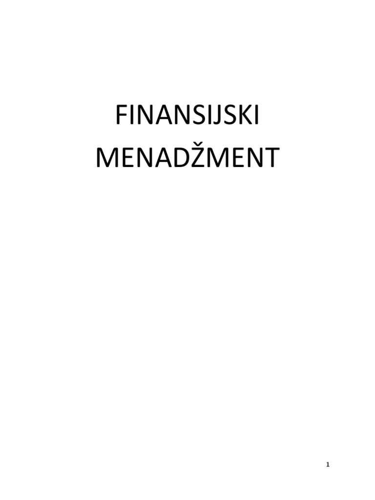 Finansijski Menadžment | PDF