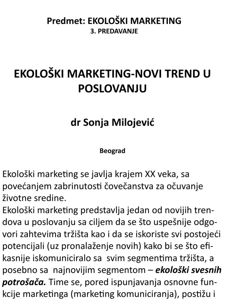 3 Predavanje Ekoloski Marketing | PDF
