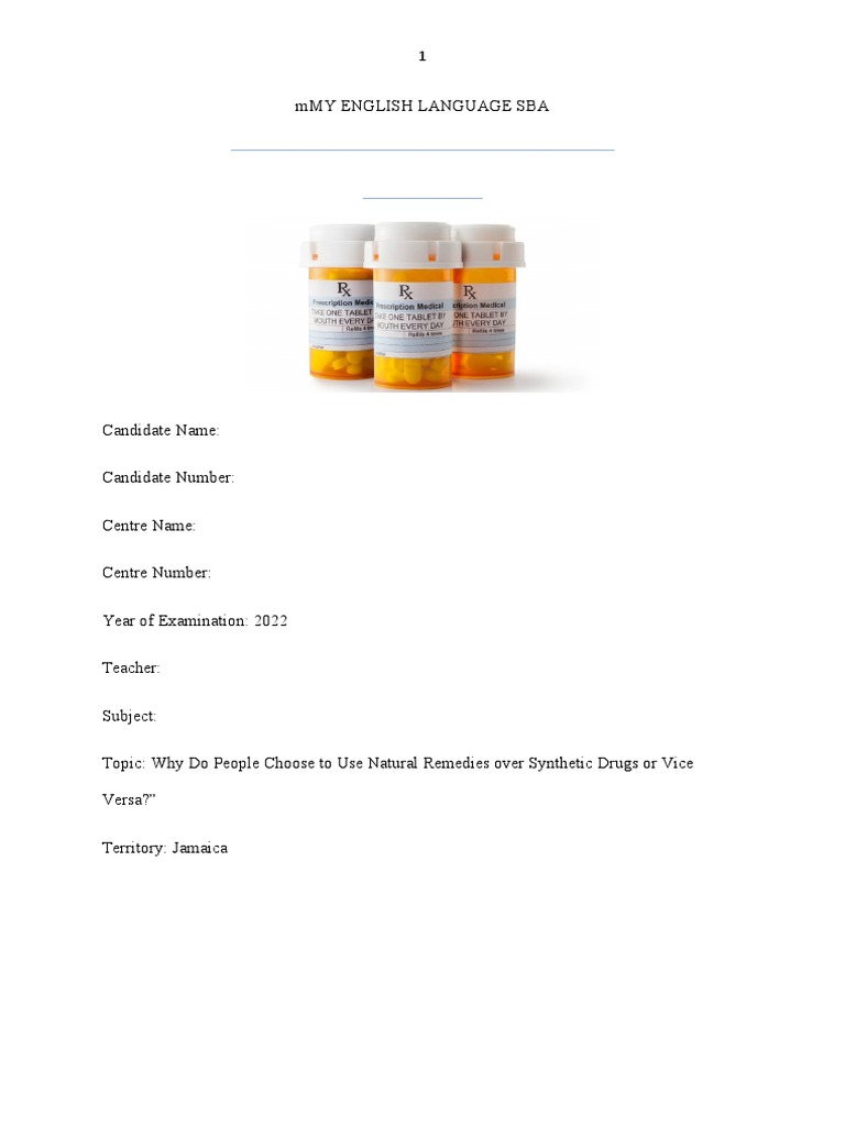 English SBA Sample | PDF | Dietary Supplements | Prescription Drugs