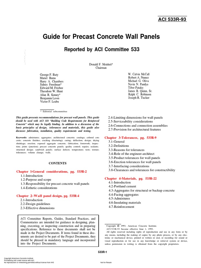 ACI 533 R Precast Conc Walls | PDF | Precast Concrete | Concrete