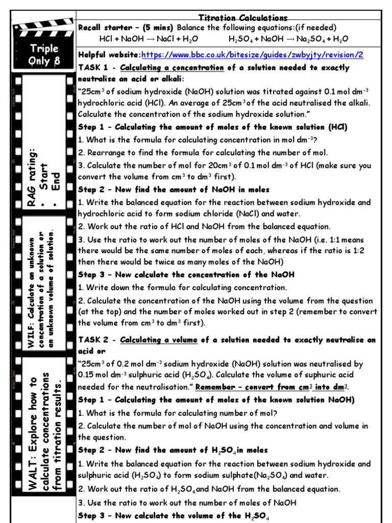 T8 Titration Calculations | PDF | Sodium Hydroxide | Acid