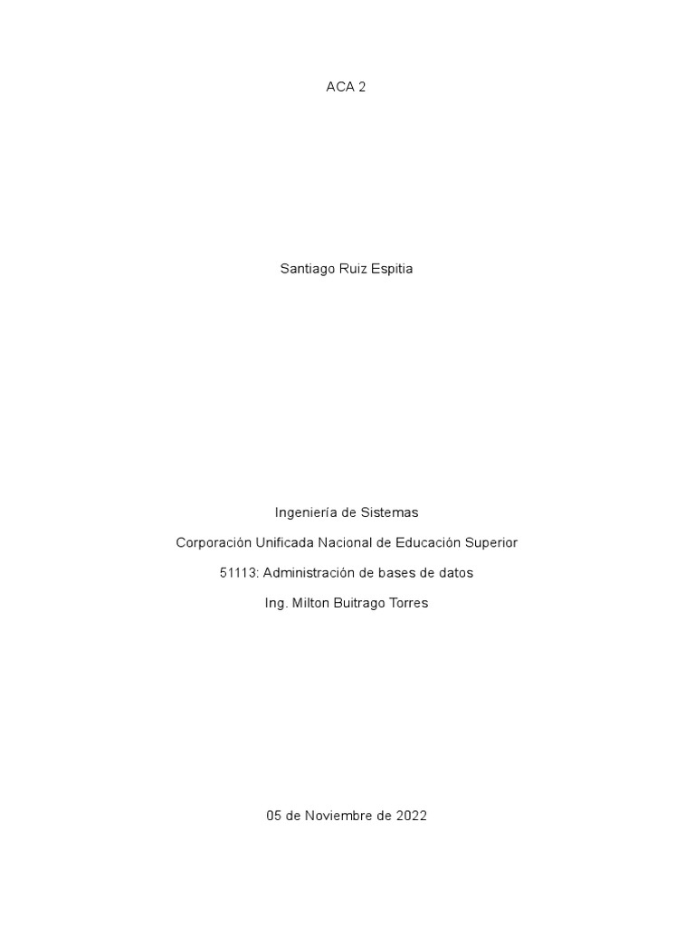 ACA 2 - Administracion Bases de Datos | PDF | Bases de datos | SQL