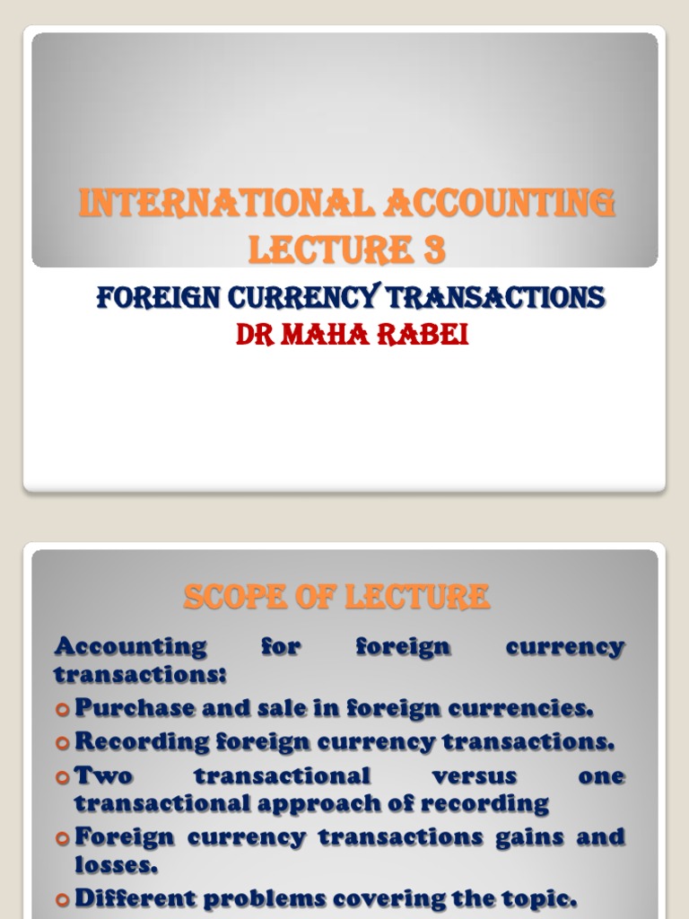 Lecture 3 International Acc ECU | PDF | Exchange Rate | Euro