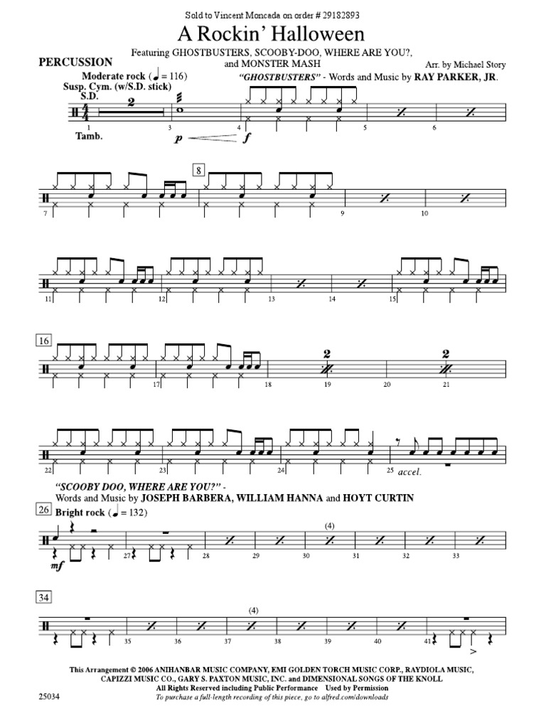 A Rockin Halloween Violin 1 Percussion | PDF