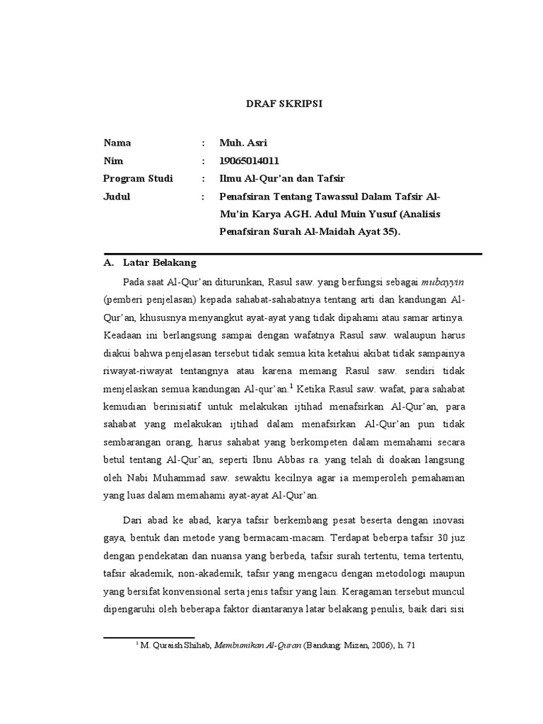 Draf Proposal Asri | PDF