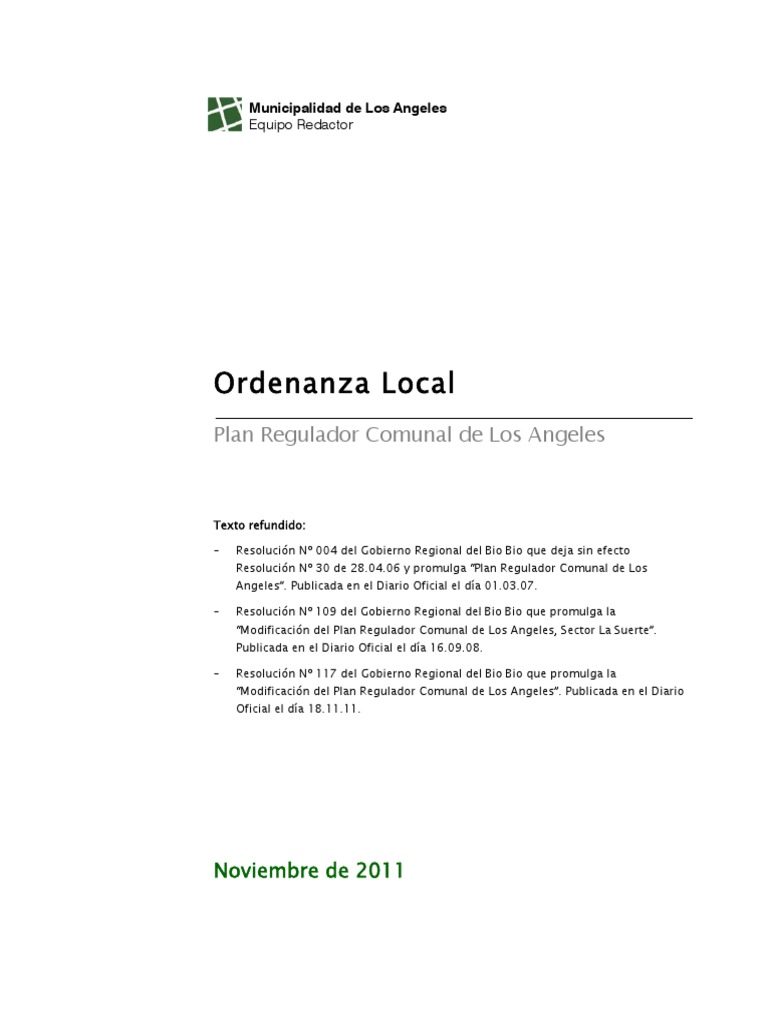 Los Angeles Ordenanza | PDF | Área urbana | Chile