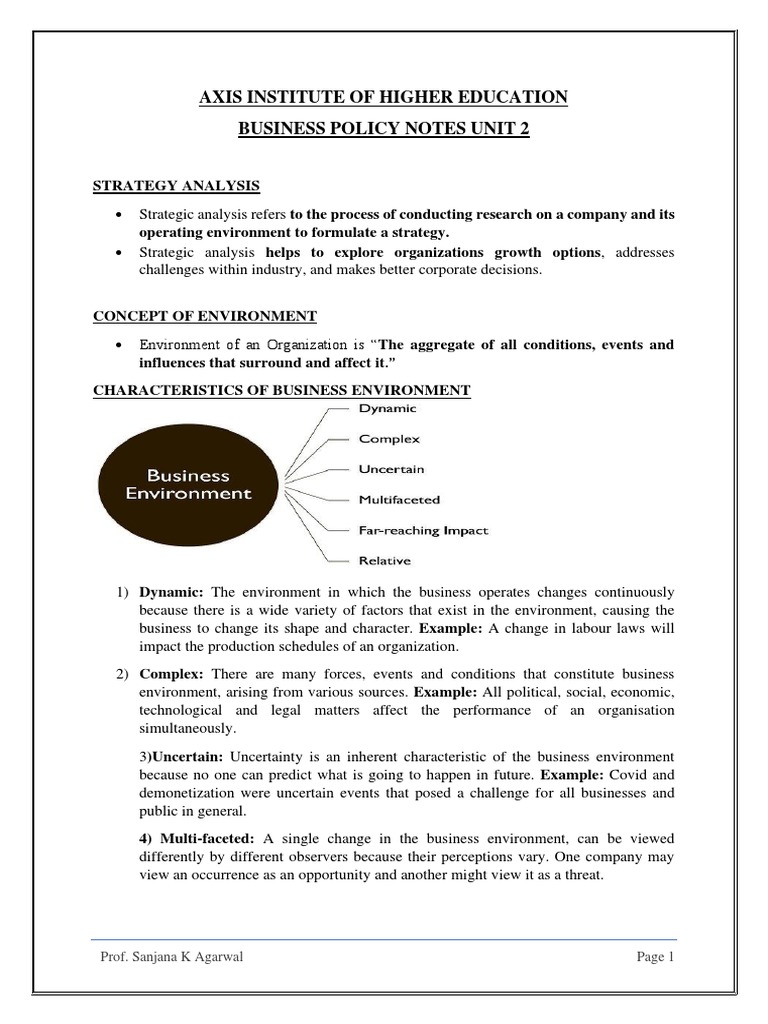 Business Policy Notes (Strategic Analysis) | PDF | Strategic Management ...