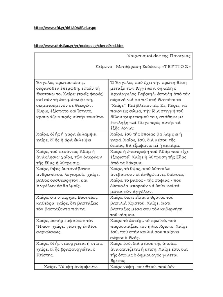 ΧΑΙΡΕΤΙΣΜΟΙ | PDF