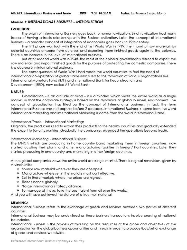 MA 103. Module 1 | PDF | Business | Multinational Corporation