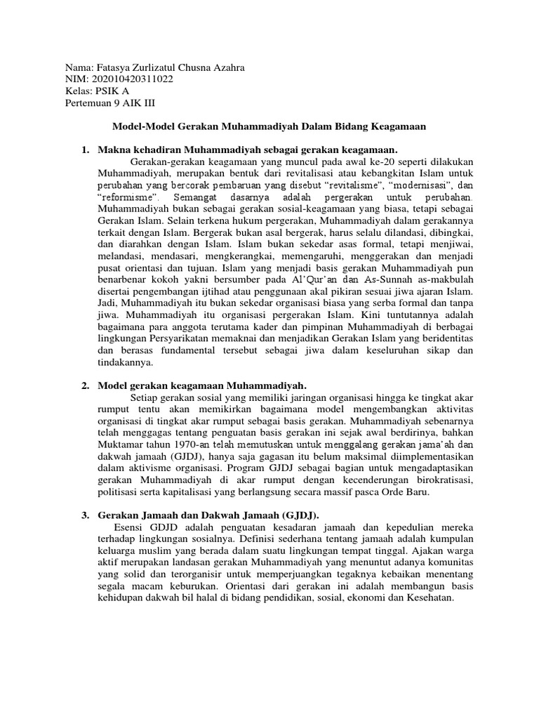Model-Model Gerakan Muhammadiyah Dalam Bidang Keagamaan 1. Makna ...