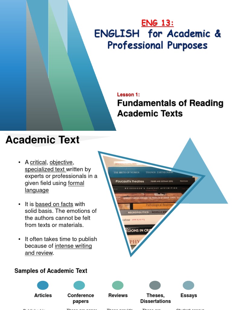 ENG 13 - Lesson 1 Fundamentals of Reading Academic Texts | PDF | Verb ...