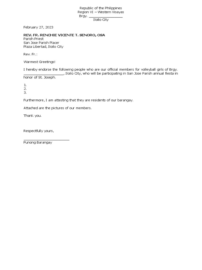 Sample Endorsement Letter | PDF